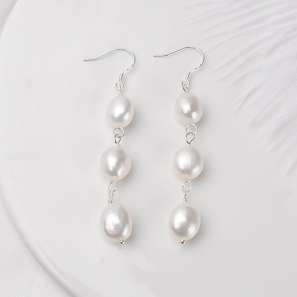Triple Pearl Drop Earrings | Classy Women Collection