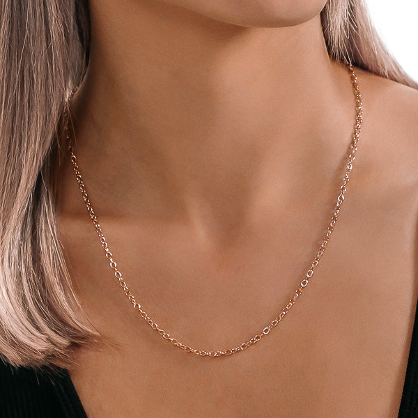 2.5mm Rose Gold Cable Chain Necklace | Classy Women Collection