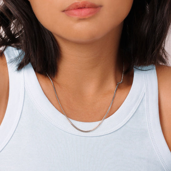 2mm Silver Curb Chain Necklace | Classy Women Collection