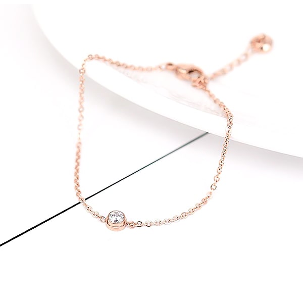 Rose Gold Simple Crystal Anklet | Classy Women Collection