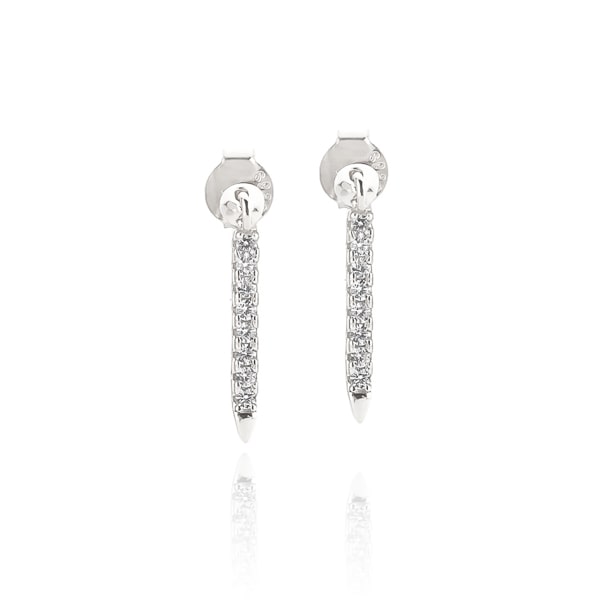 Silver Crystal Drop Bar Earrings | Classy Women Collection